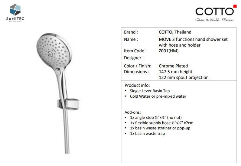 Cotto 3function Handshower Set Z001(HM) | Shopee Philippines