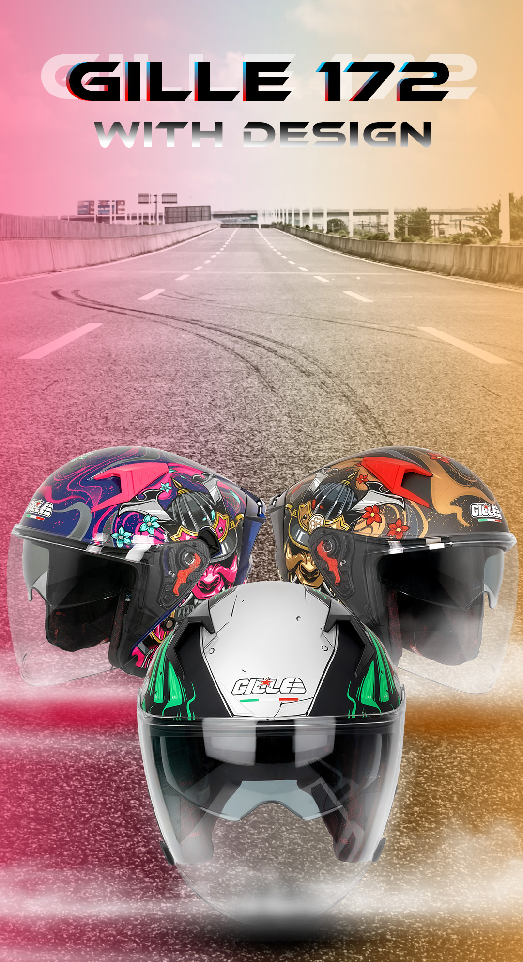 Gille Helmet 172 GVR-V1 Armor Motorcycle Half Face Helmet Dual Visor ...