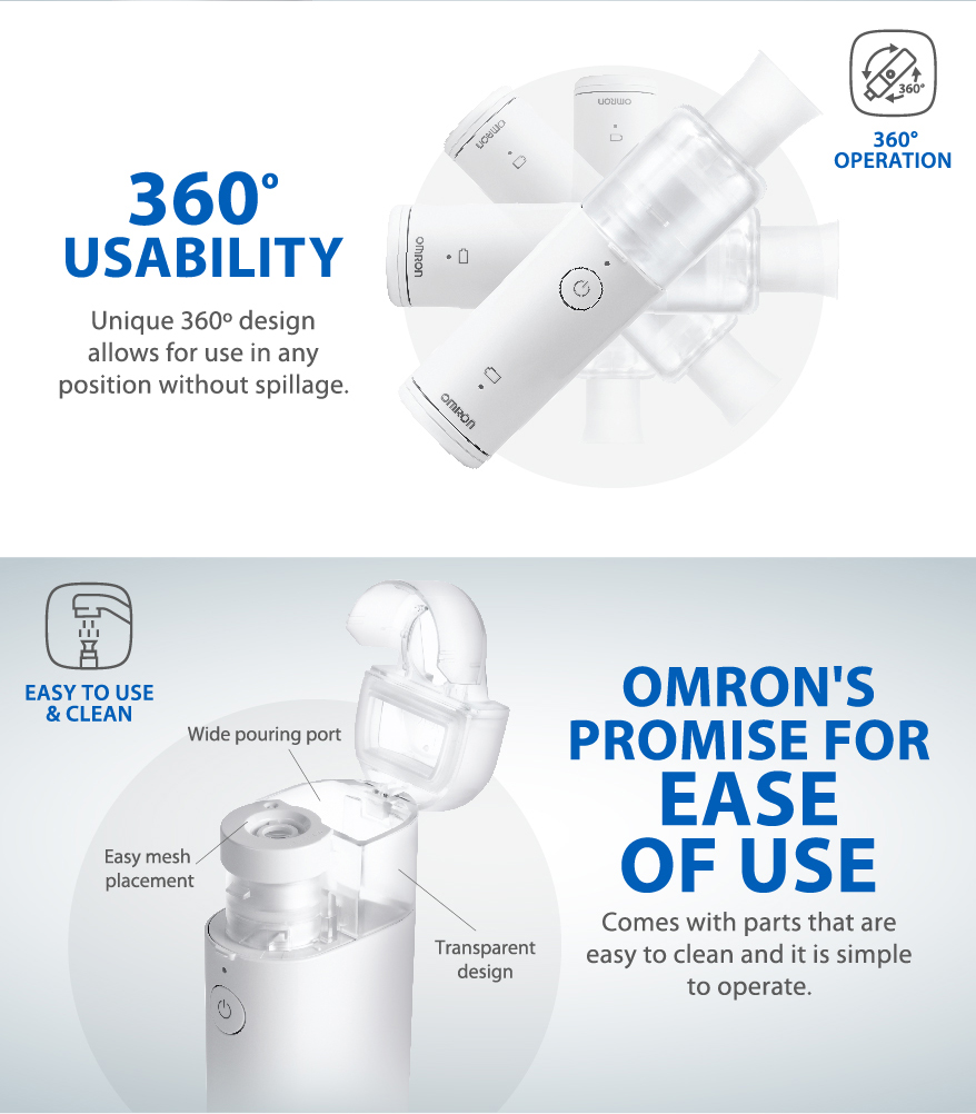 Omron NE-U100 Portable Mesh Nebulizer Machine for Asthma with Complete ...