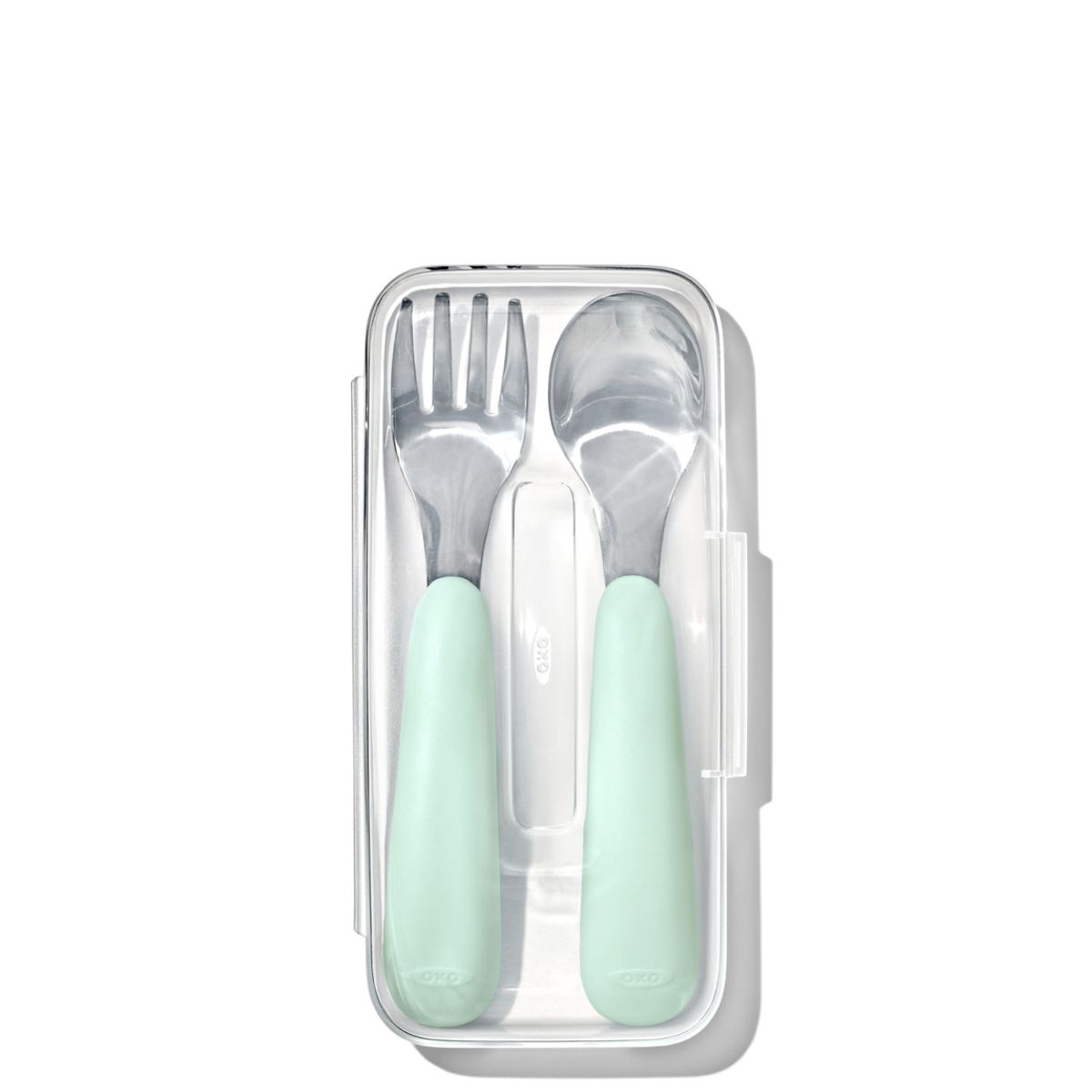 OXO Tot On The Go Fork and Spoon Set with Carrying Case ( oxotot toddler baby stainless utensils ...