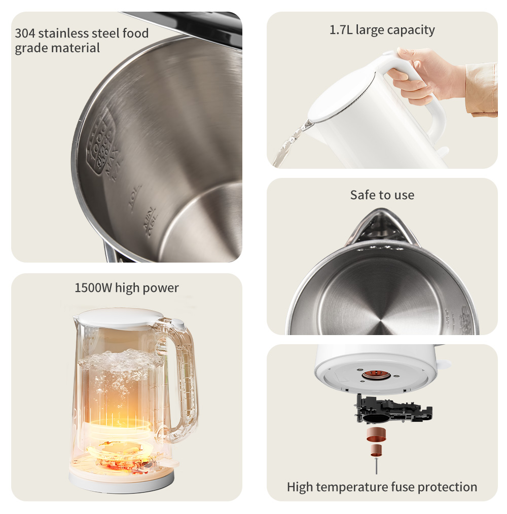 Simplus Electric Water Kettle 1.7L (304 Stainless Steel) | Shopee ...