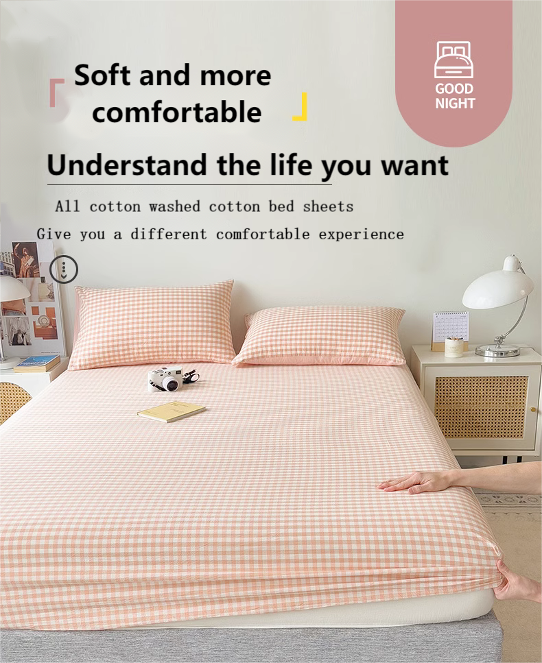 COD Korean Pastel Bedsheet Checkered Gingham Canadian Cotton Fully ...