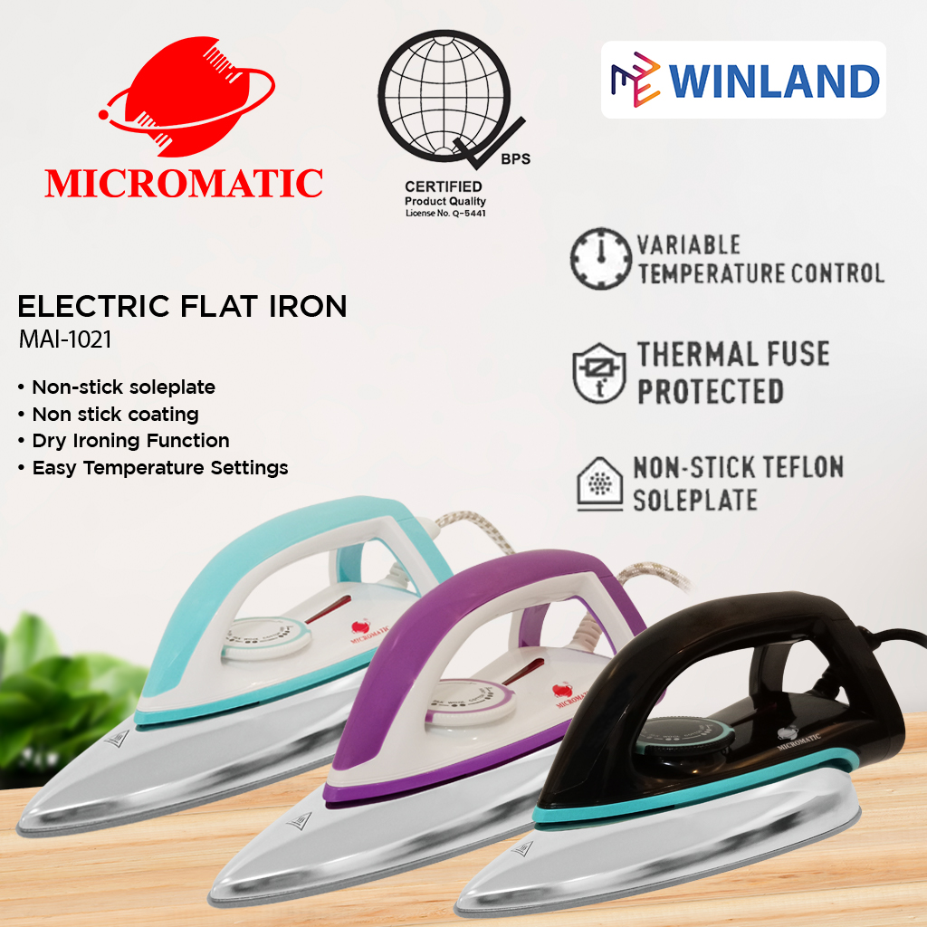 Micromatic by Winland Non-Stick Coating Automatic Electric Flat Iron ...