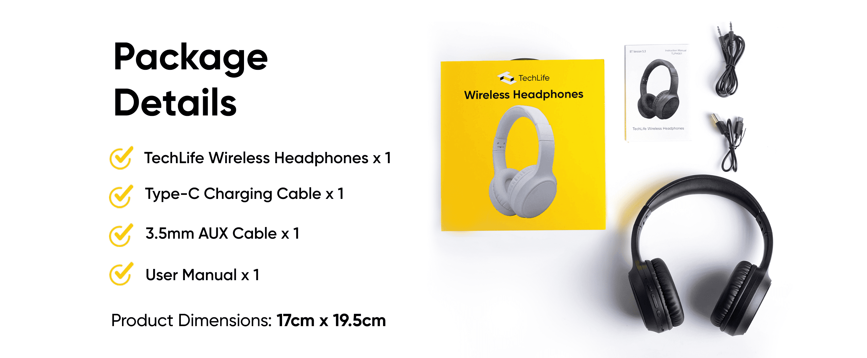 TechLife Wireless Headphones | Active Noise Cancellation | 15-Hour ...