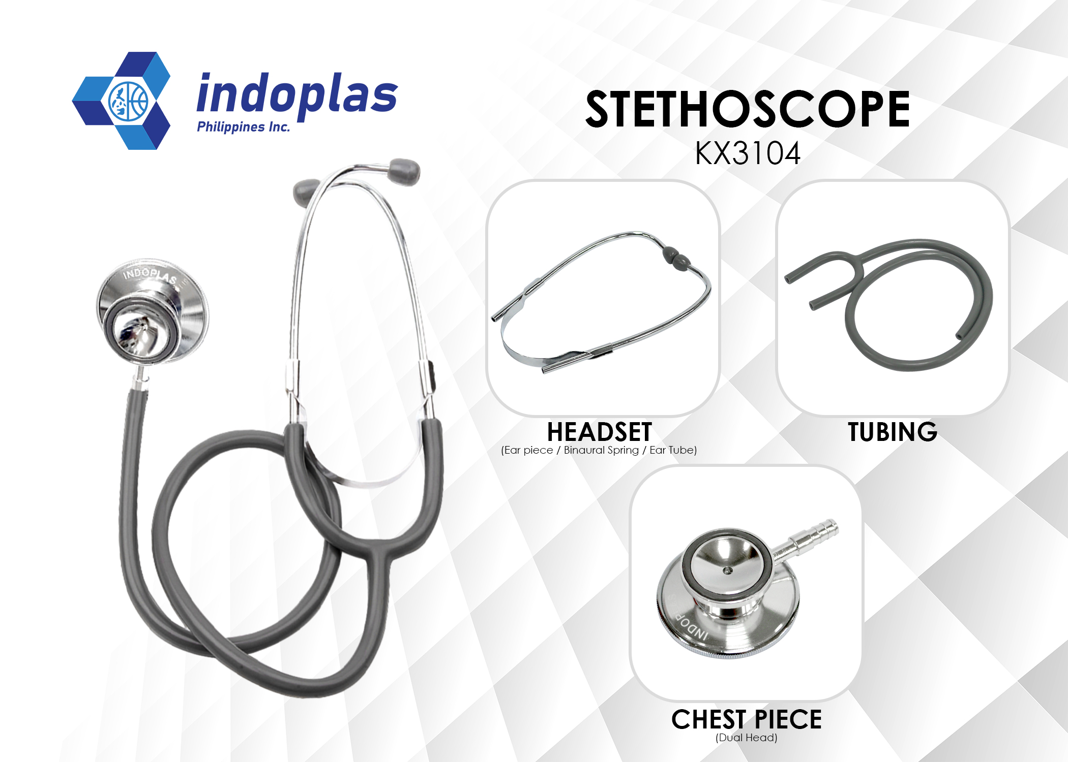 Indoplas Kenxin KX3104 Stethoscope - Dual Head | Shopee Philippines