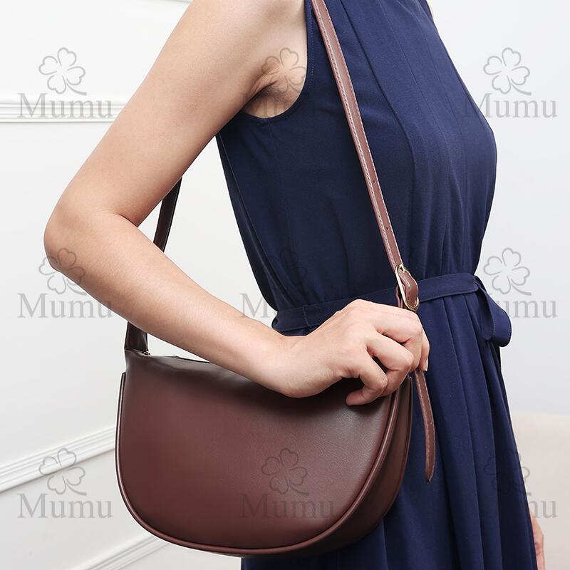 Mumu M235 High Quality Casual Leather Women Dumpling Bag Crescent Moon ...