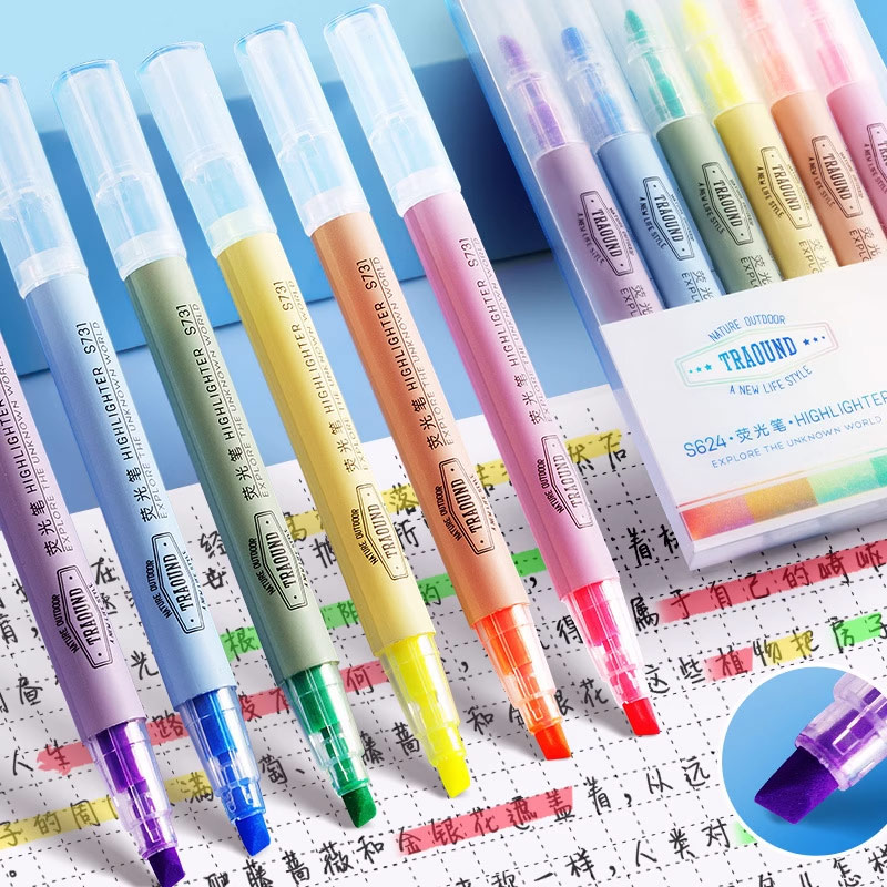 Deli Highlighter Pen Set 6 Color Small Fresh Marker Pens For School ...