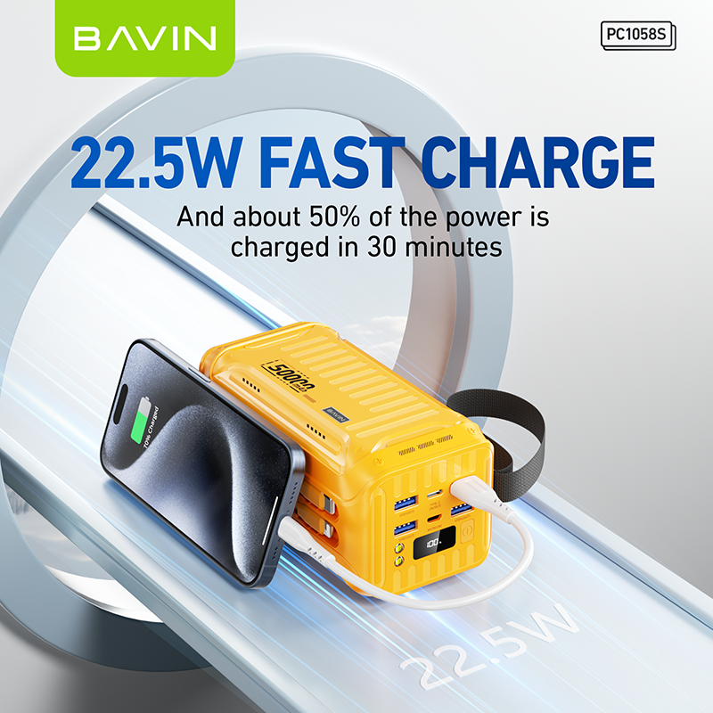 BAVIN PC1058 50000mAh Powerbank 22.5W Fast Charging USB Port and 20W ...
