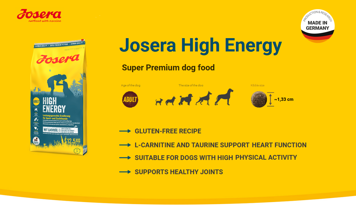 JOSERA High Energy (12.5kg) | Super Premium Adult Dog Food for Sporty ...