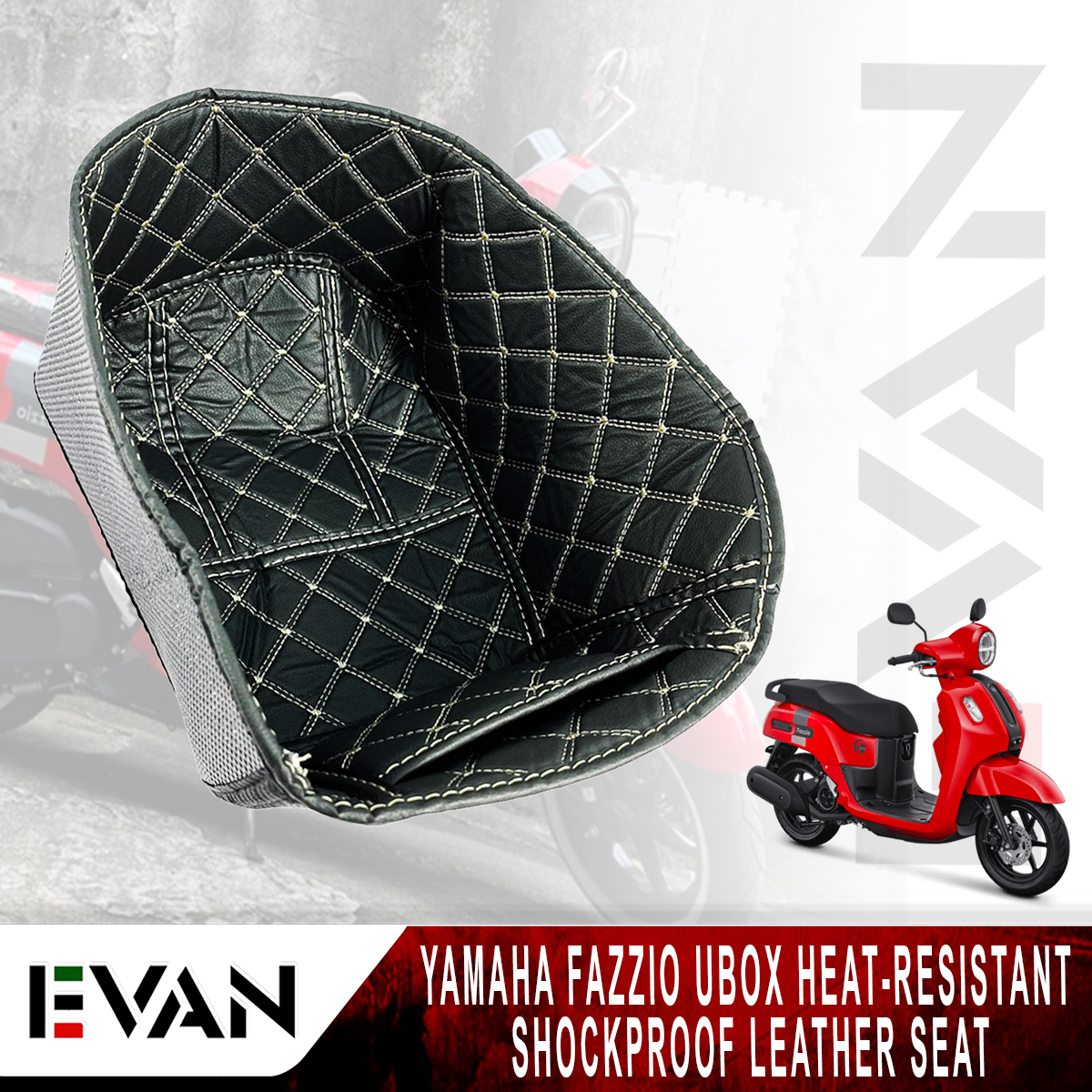 EVAN.SHOP YAMAHA FAZZIO 125 UBOX SEAT COMPARTMENT COVER LEATHER STORAGE ...