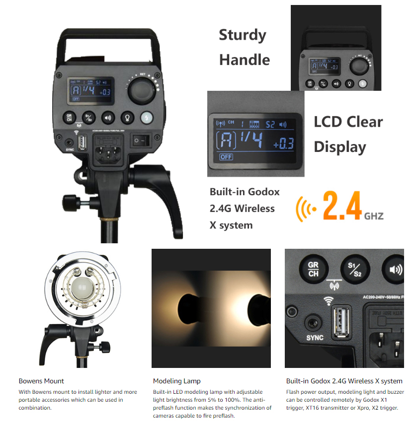 Godox MS200 Compact 200W Studio Flash Strobe Bowens Mount Monolight ...