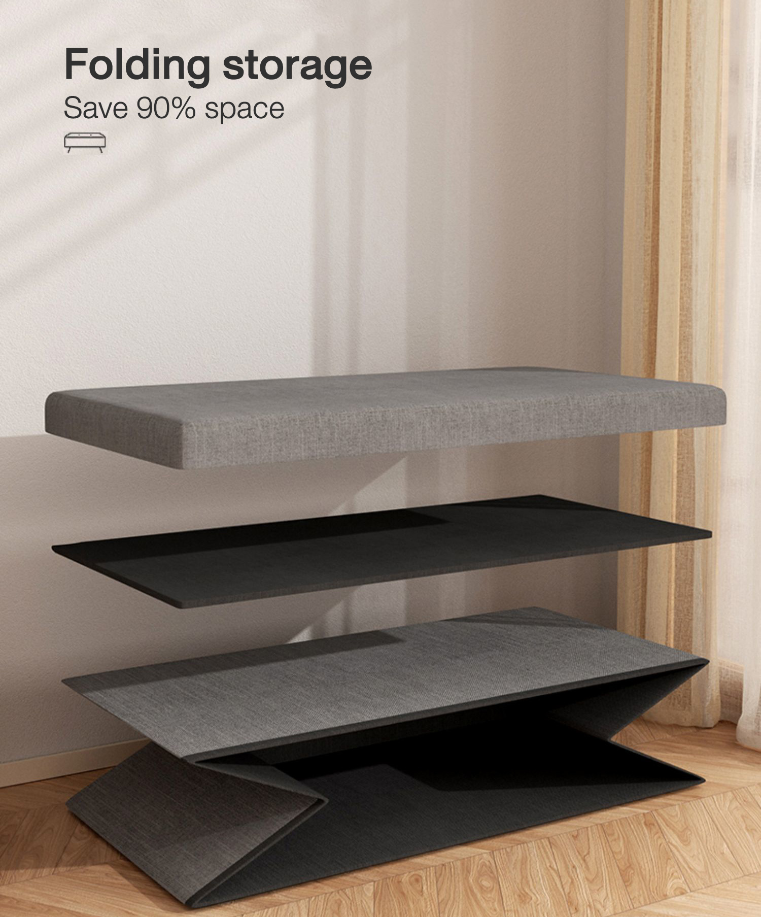 Cotton and Linen Storage Stool Sofa Storage Box Ottoman Chair Organizer ...