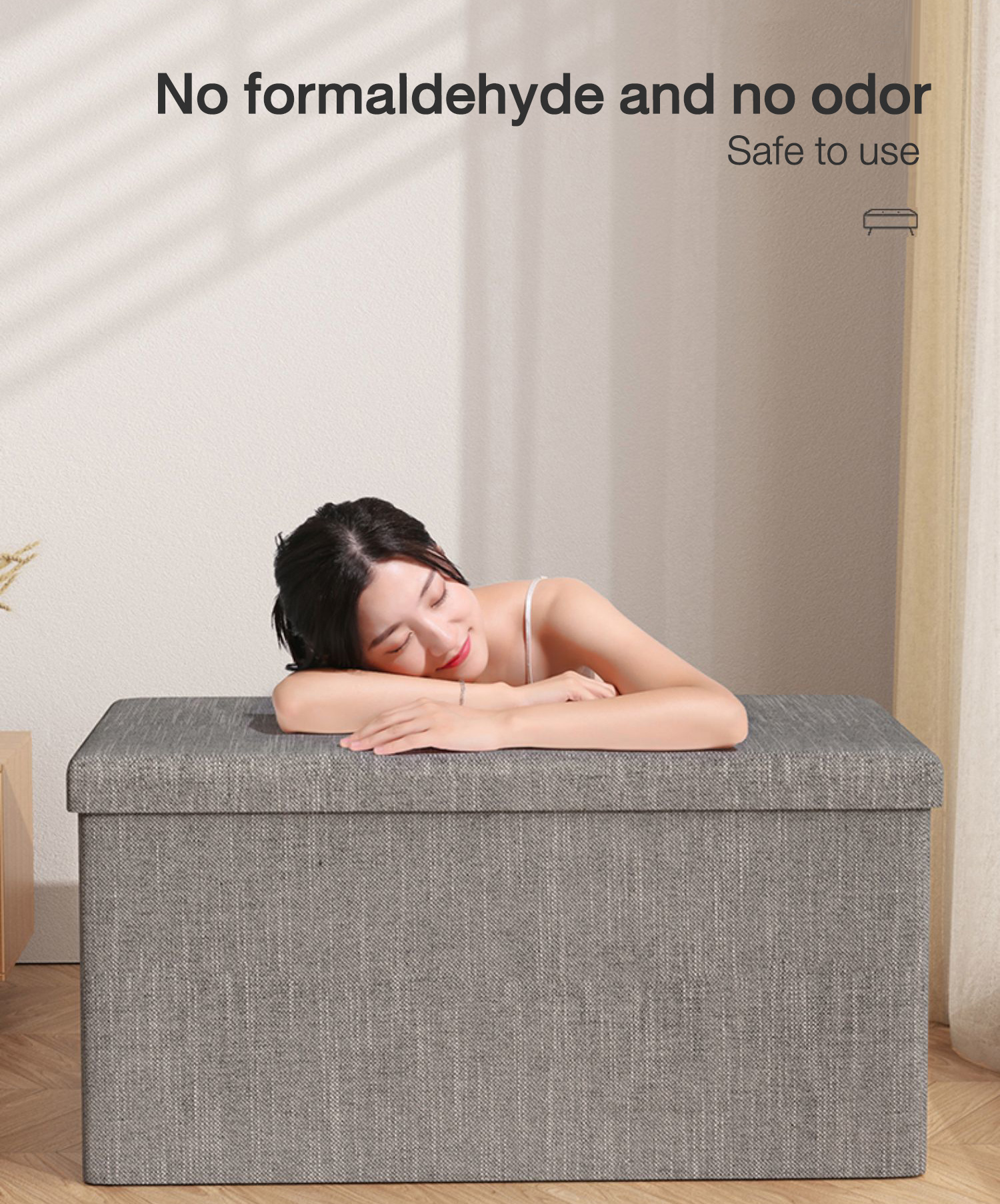 Cotton and Linen Storage Stool Sofa Storage Box Ottoman Chair Organizer ...