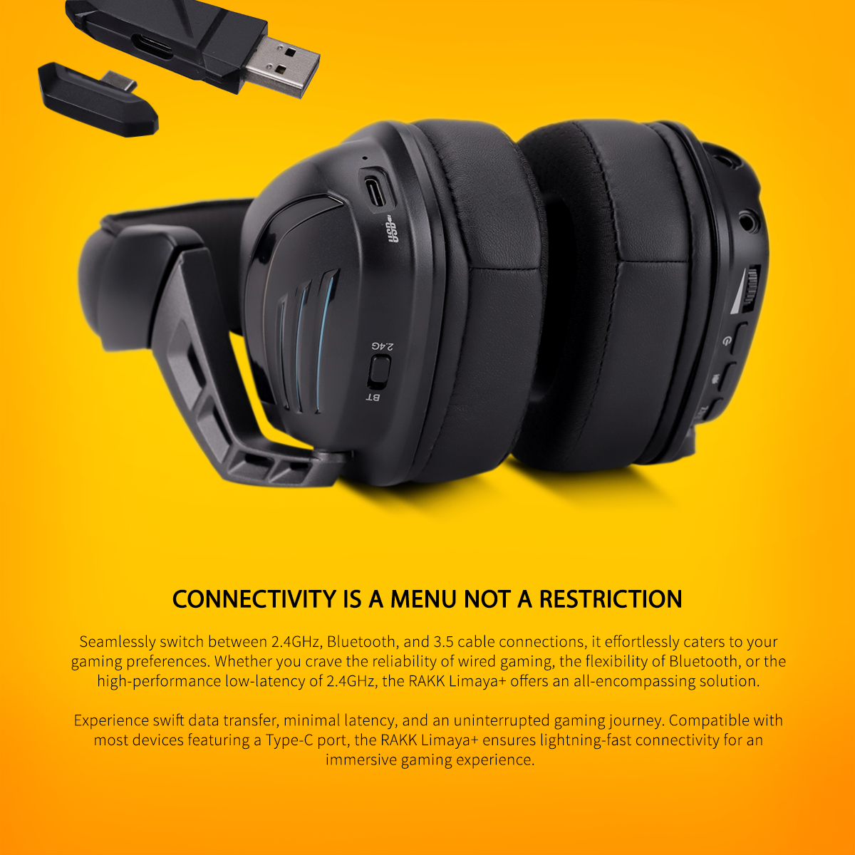 RAKK LIMAYA/ LIMAYA + Trimode RGB Gaming Wireless Headset| Black ...