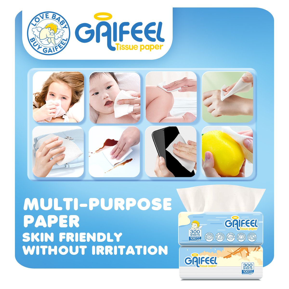 GAIFEEL Facial Tissue Paper Tissue Paper Face Towel Soft And Gentle ...