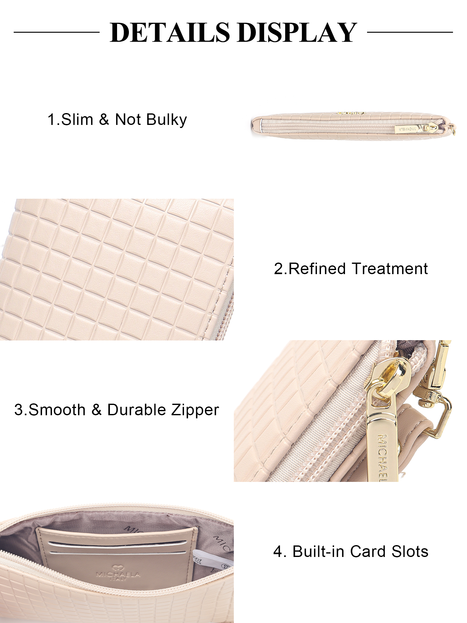 MICHAELA Cellphone Wristlet Wallet for Women Waffle-Like Embossed Long ...