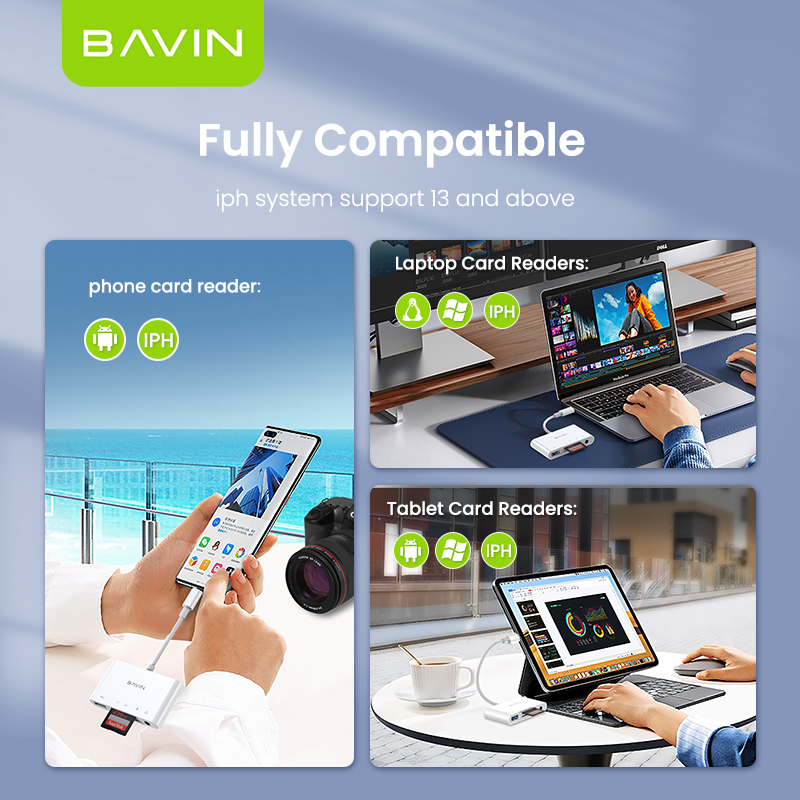 BAVIN O32/ O39 5-in-1 USB-C/IP OTG Hub Adapter & Card Reader w/ USB ...