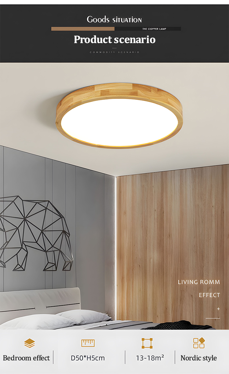 LED ceiling light wood grain ceiling lamp tri color with remote control ...