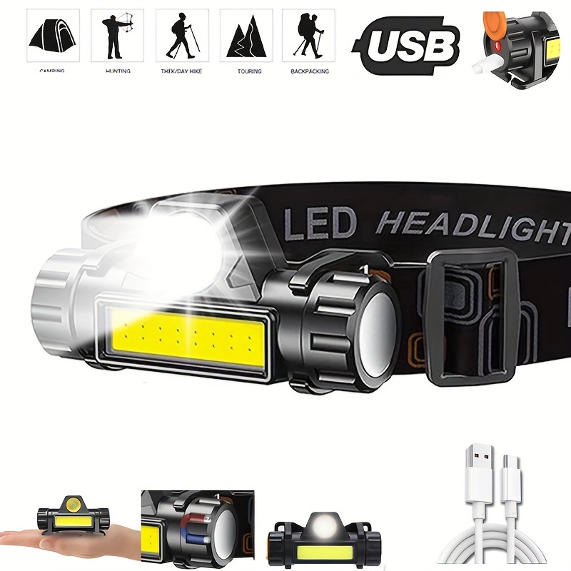 Multifunctional outdoor Waterproof LED Headlamp COB Rechargeable ...