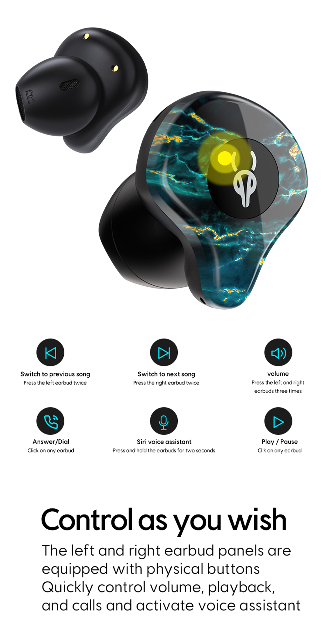 Sabbat X12 Ultra Marble Series (Advanced Stone) Bluetooth 5.2 True ...