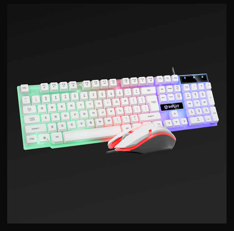 Inplay STX200 Keyboard Mouse Set Rainbow RGB Suspended Backlit Gaming ...
