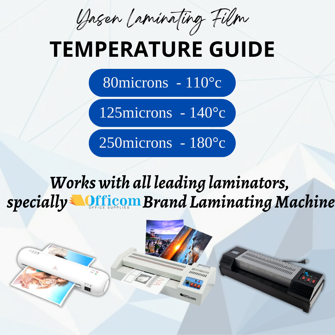 Yasen Laminating Film 100 Sheets A4 Short Long 125/250 Microns Thermal ...