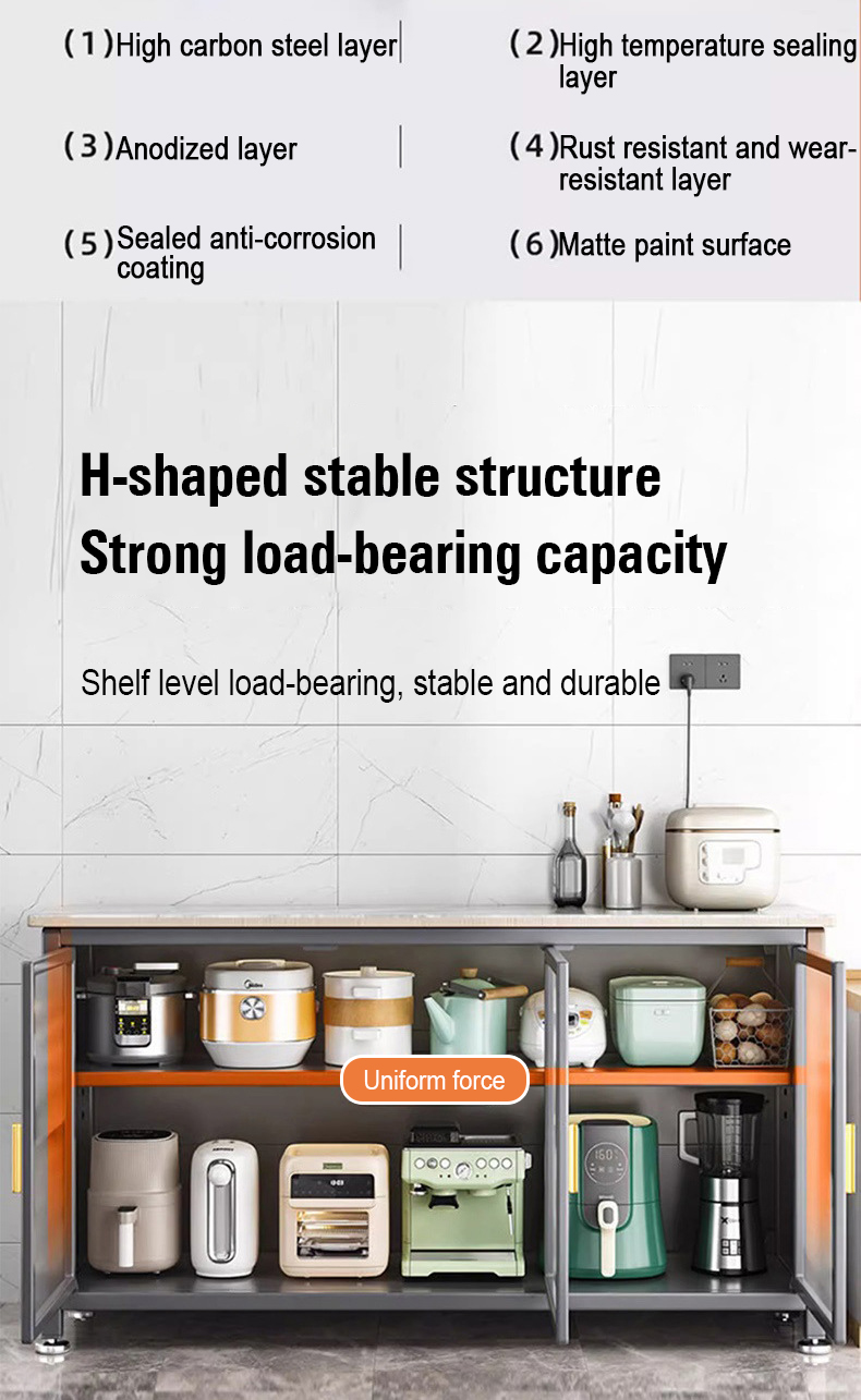 SWG Kitchen Storage Cabinet Sideboard Cupboard Cabon Steel Organizer ...