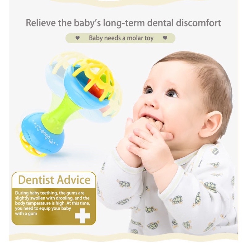 Baby Toy Rattles Bell Teether Educational Sound Soft Ball Hammer ...