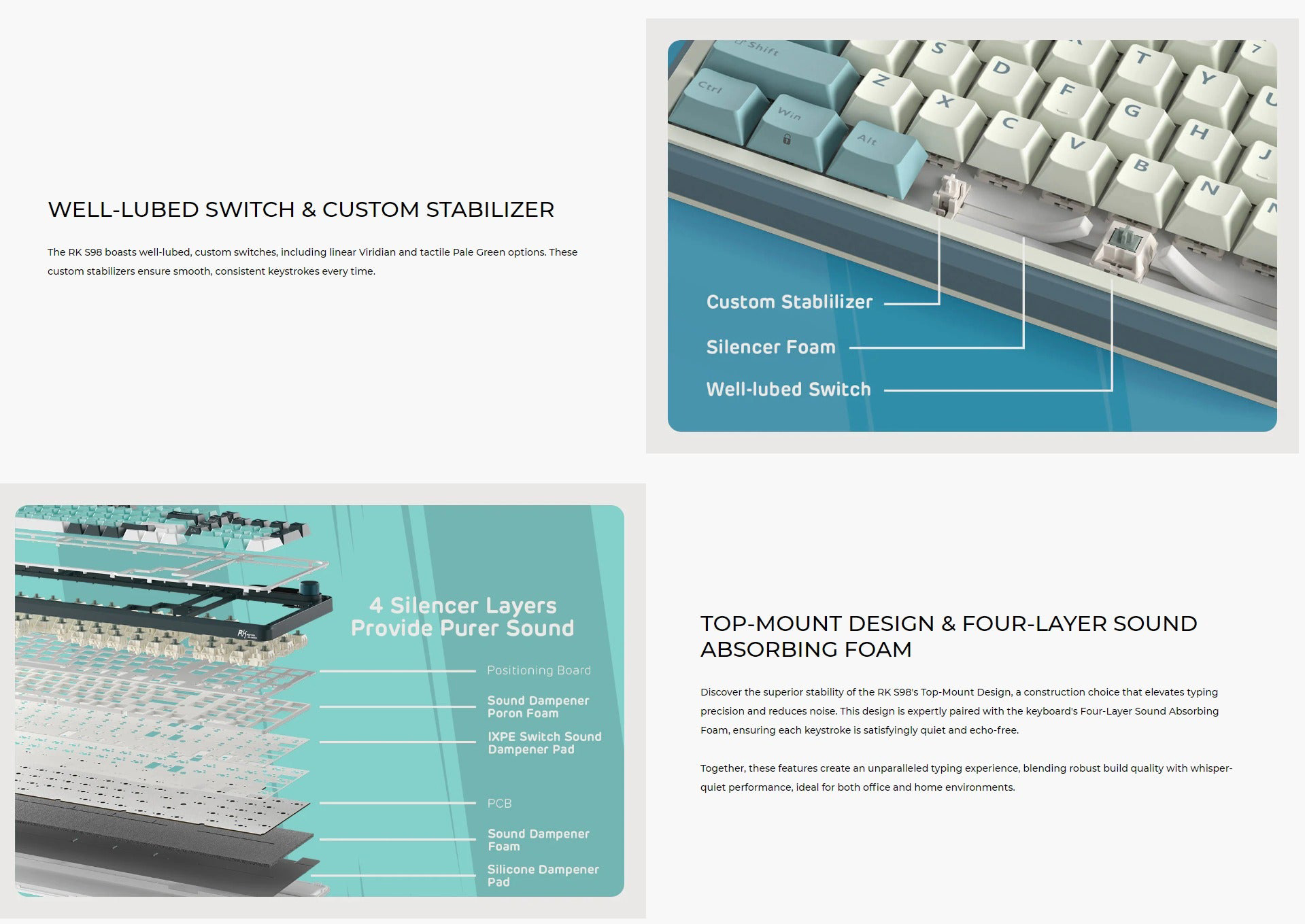 Royal Kludge RK-S98 Tri-Mode RGB 98 Keys Hot Swappable Mechanical ...