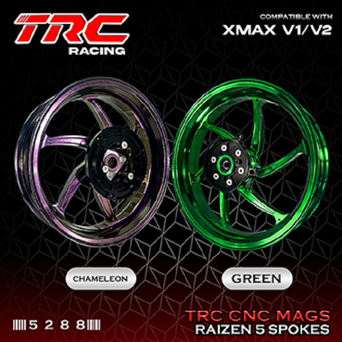 TRC CNC RAIZEN 5 SPOKES MAG WHEELS (3.5*15 F x 4.0*14 R) for XMAX 300 ...