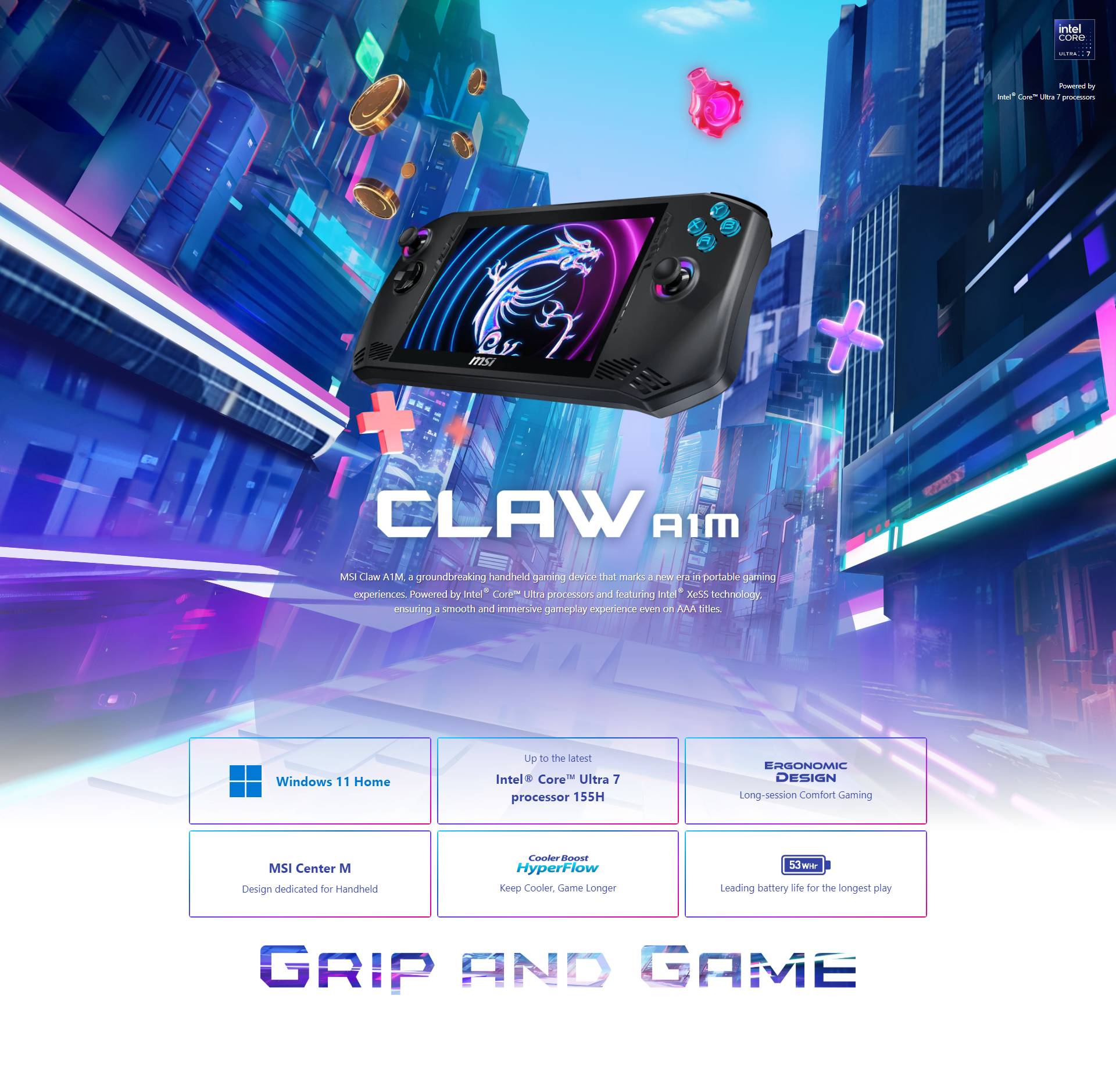 MSI Claw A1M 7" Full HD Intel Core Ultra Arc Graphics LPDDR5 16GB ...