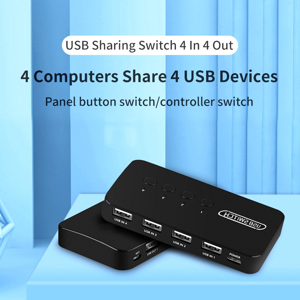 USB 2.0 Switch Selector 4 Port 2 Computers Peripheral Switcher Adapter ...
