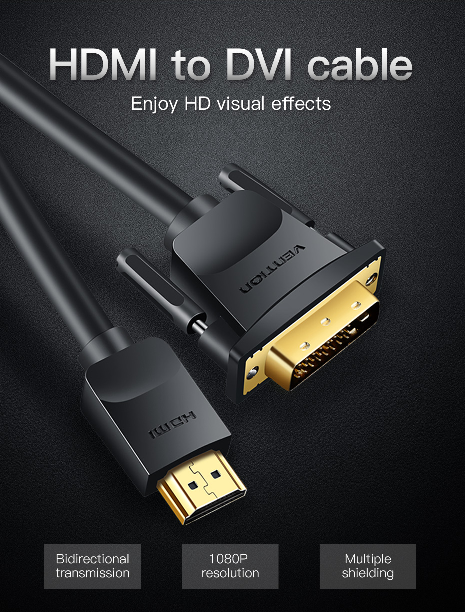 DVI-D (Single Link) Male-HDMI Standard Male Video DVI Cables DVI To ...