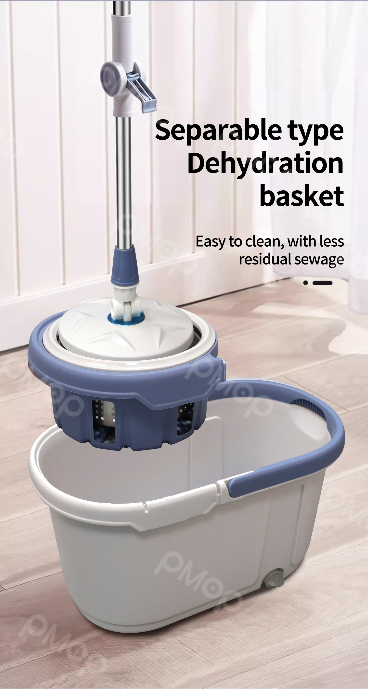 PMOP spin mop with Suspension spinner and Extend hydraulic rod 360 Easy ...