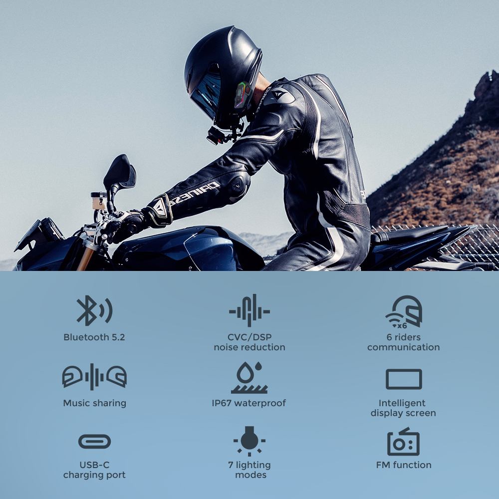 GEARELEC G-Max Group Of 6 Wireless Intercom Bluetooth Helmet Motorcycle ...