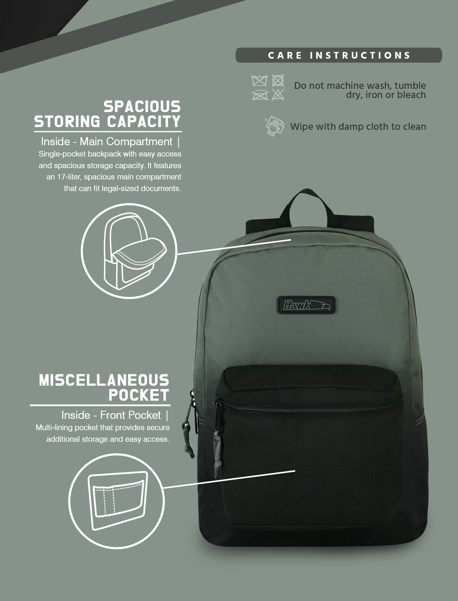 Hawk 5902 Backpack with VIRUPRO Anti-microbial Protection | Shopee ...