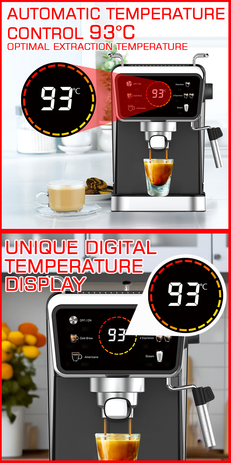 LAHOME Automatic Espresso Coffee Maker Machine Americano Hot / Cold ...