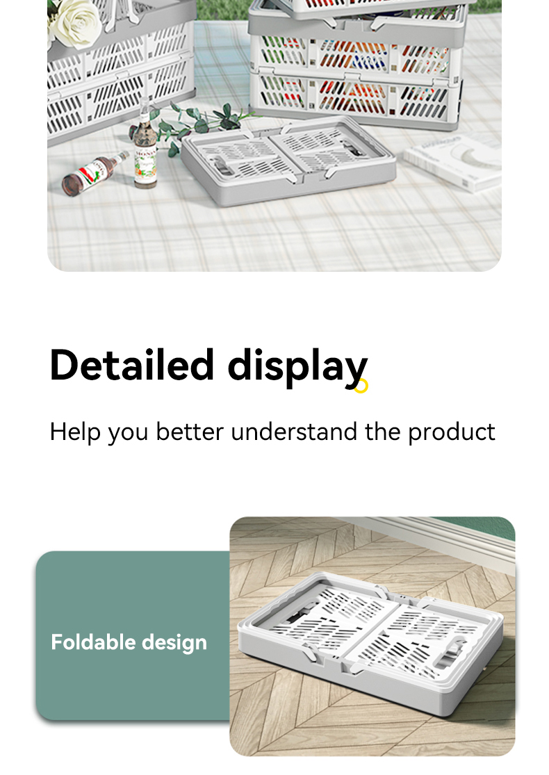 Vusign Large Storage Basket With Handle Folding Hollow Out Storage ...