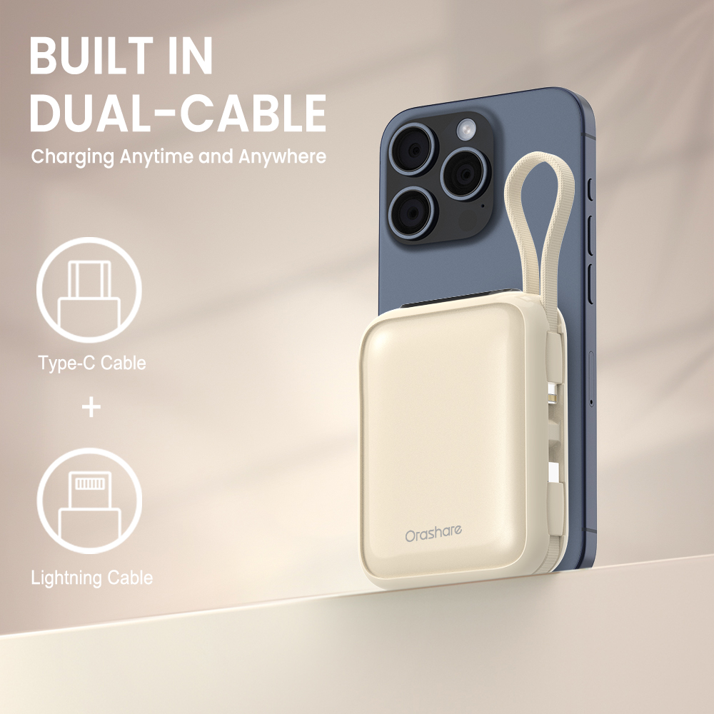 Orashare PCM20 Mini Powerbank 20000mAh Built In Dual Cable 22.5W Fast ...