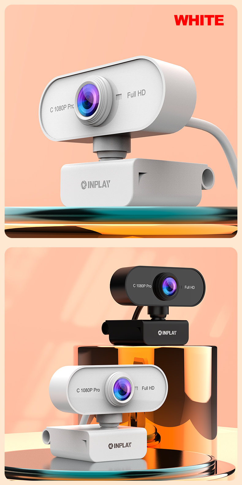 Inplay C1080PRO Web Camera HD 1080P USB 2.0 Port Hi-Speed With Mic Web ...