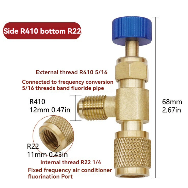 Safety Valve Adapter R410 R22 Brass Refrigerant Control Valve Air ...