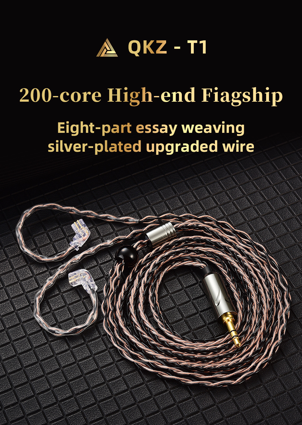 QKZ T1 Earphone Upgrade Cable Silver Plated 4 core Upgrade Cable QDC 2PIN 3.5MM Plug Earphone ...