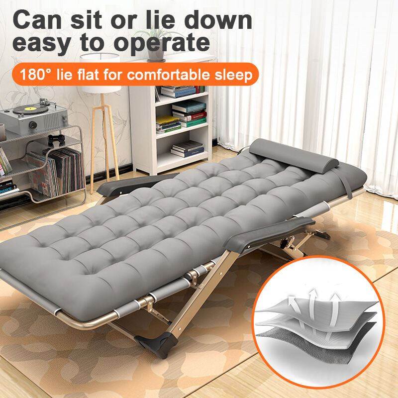 Reclining Chair Foldable Bed Adjustable Angle Napping With Backrest ...