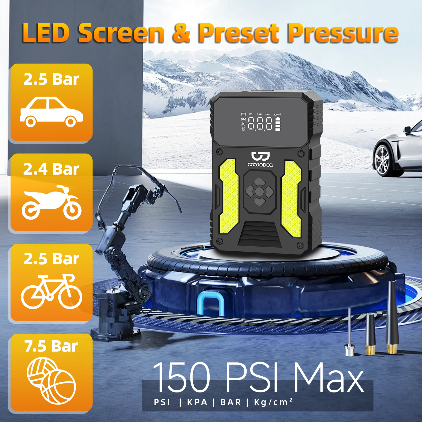 GOOJODOQ Jump Starter Powerbank Air Compressor Pump for Motorcycle Tire ...