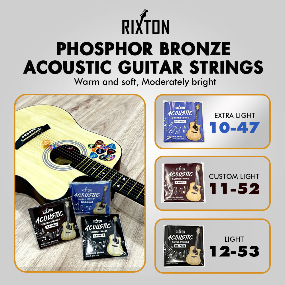 RIXTON Acoustic Guitar Strings Phosphor Bronze Coated Musical ...