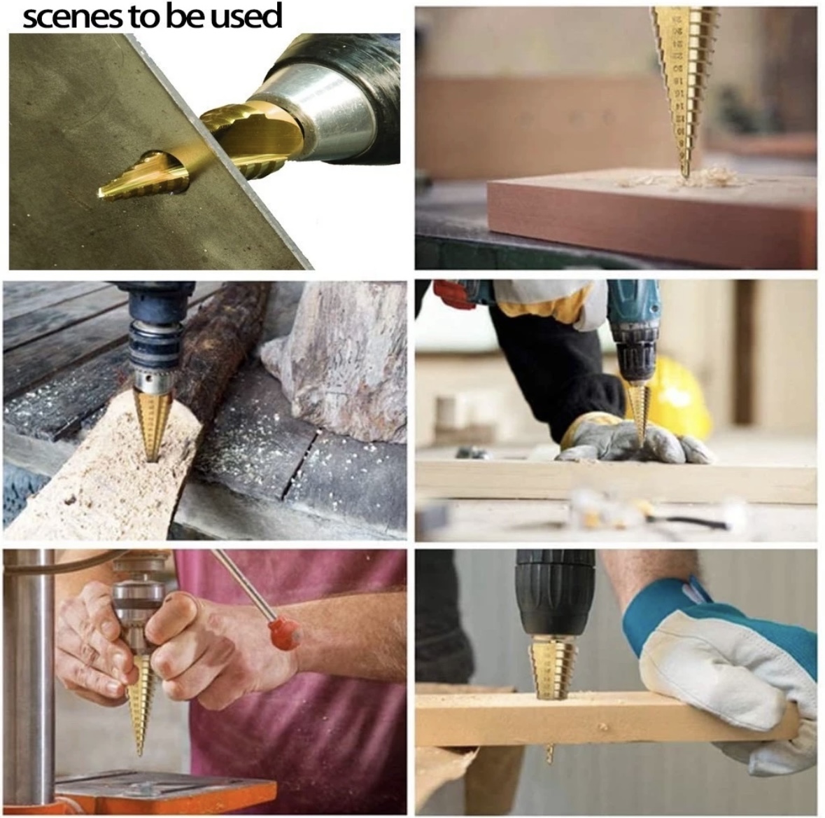 Steel Step Drill Bit Set Titanium Coated Cone Cut Metal Hole Cutter ...