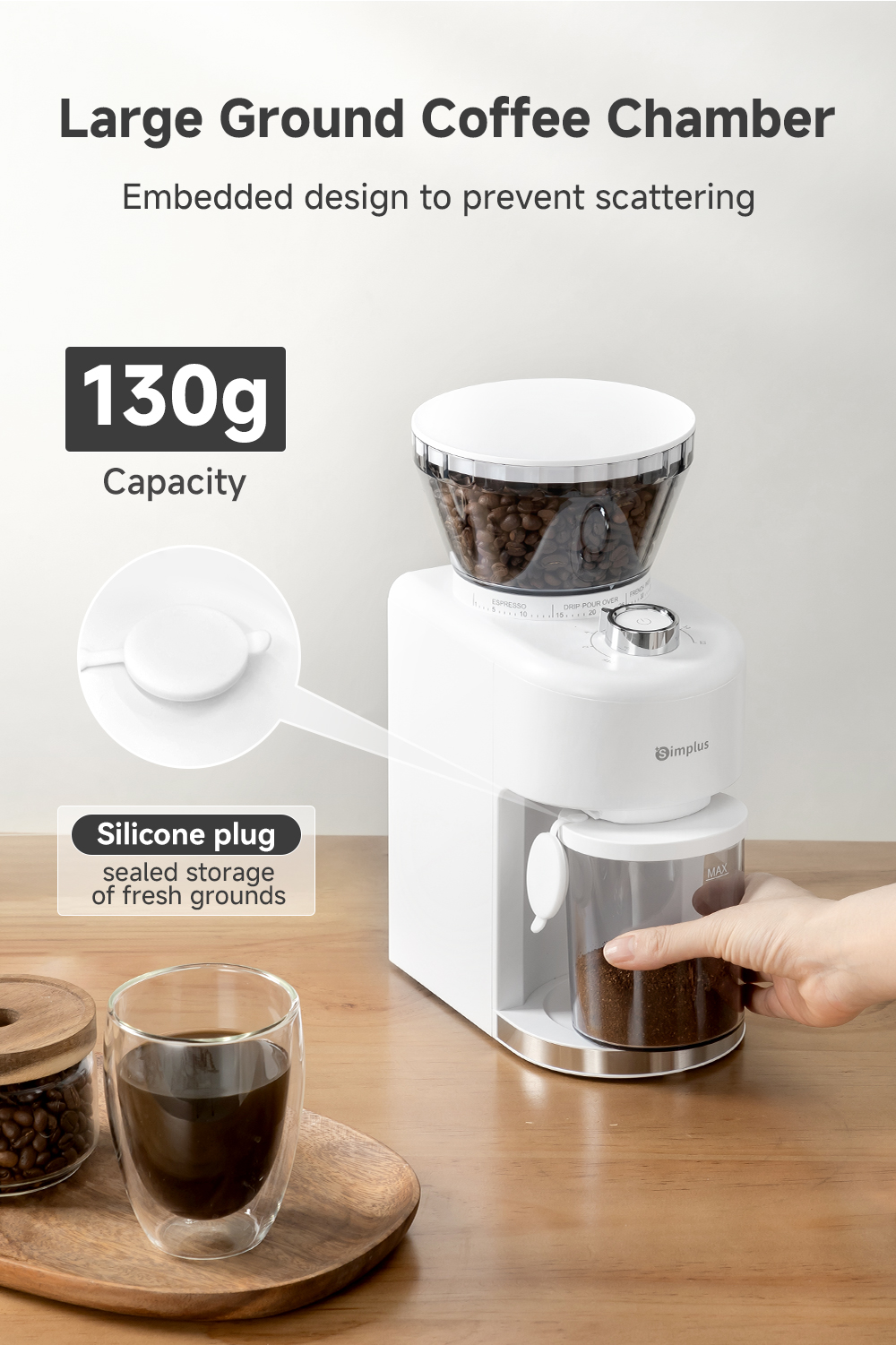 Simplus Electric Coffee Grinder Household Smart Grinder 35 Grind ...