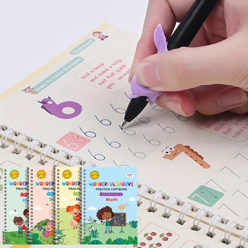 BS 4 Books/Set Reusable Magic Practice Writing Notebook Set with Pen ...