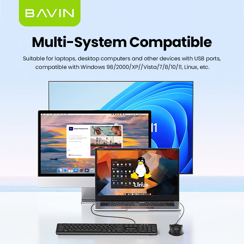 BAVIN K989 Wired Keyboard & Mouse Set Extra Durable & Splashproof ...