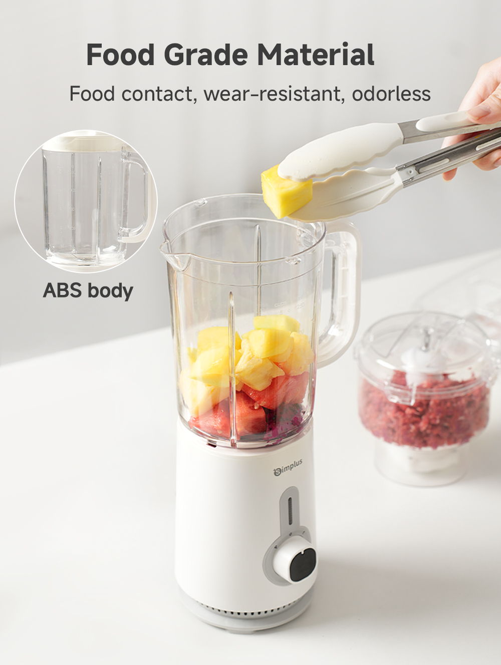 Simplus Blender 3 in 1 Food Processor Juicer Meat Grinder 3 Cups(1250ml ...
